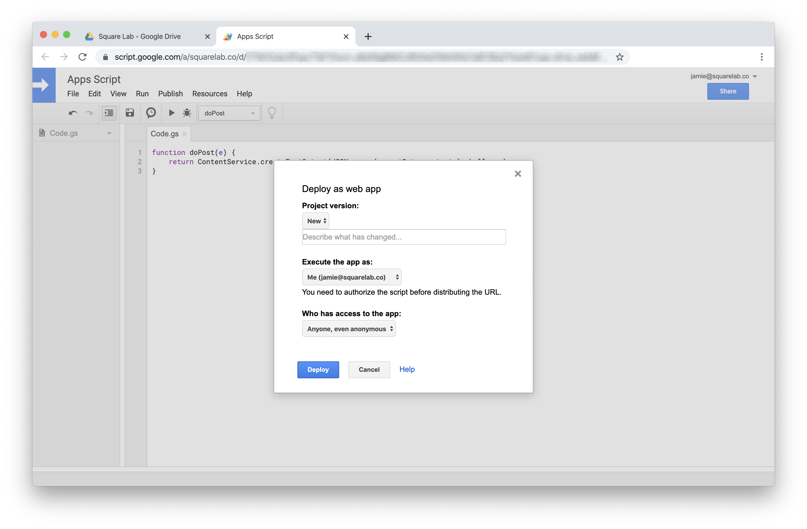 Google Apps Script Slack Bot 